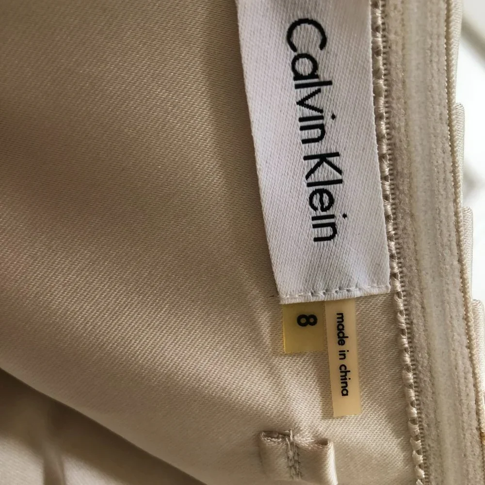 Calvin Klein | Dresses | Calvin Klein Champagne Strapless Satin Pleated ...